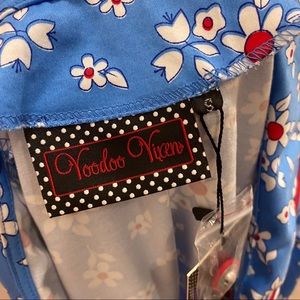 Voodoo Vixen | Dresses | Voodoo Vixen Daisy Flare Dress Blue Floral 5s ...